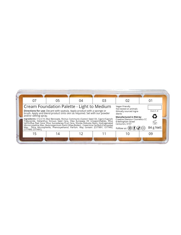 12 Shade Cream Foundation Palette - Light-Medium